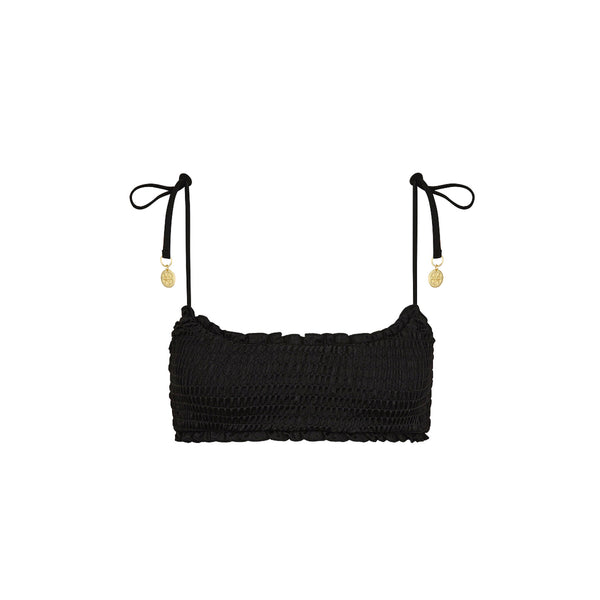 Shirred Crop Tie Bikini Top - Twilight Black –Kulani Kinis